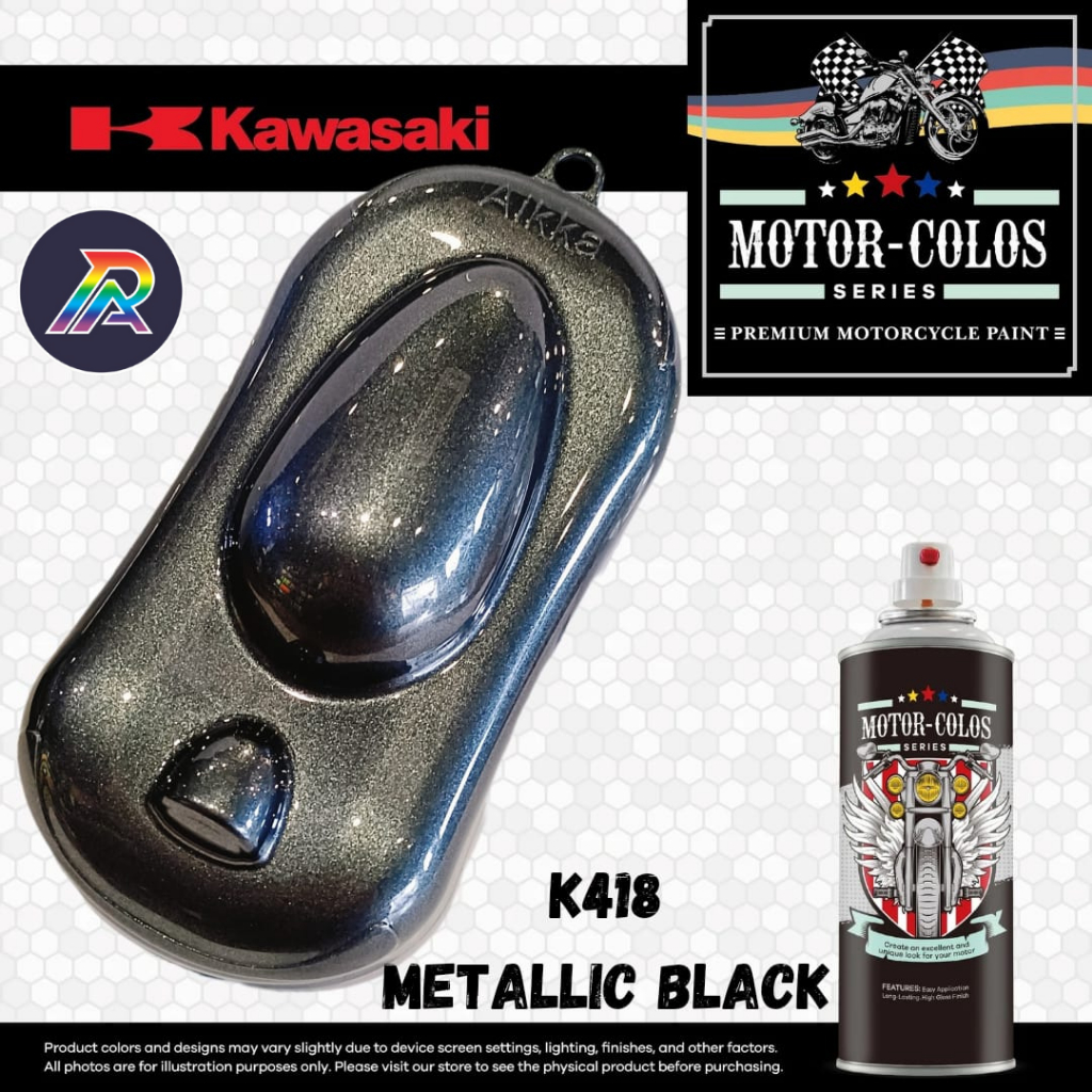 [KAWASAKI] AIKKA Motor-Colos Series Aerosol Spray Color Code K418 METALLIC BLACK / MIRI,SARAWAK ...