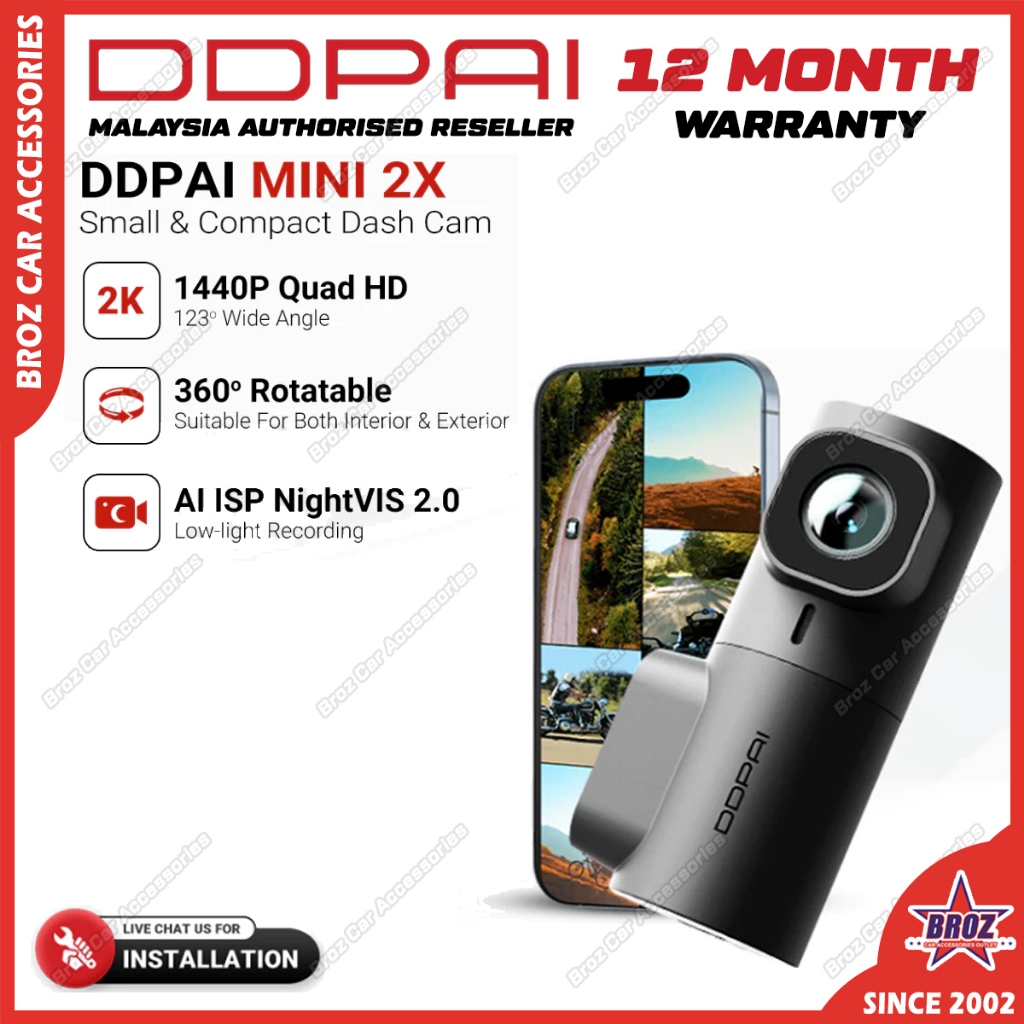 DDPAI Mini 2X 1600P 2K 360° Superior Night Vision Dash Cam Kereta ...