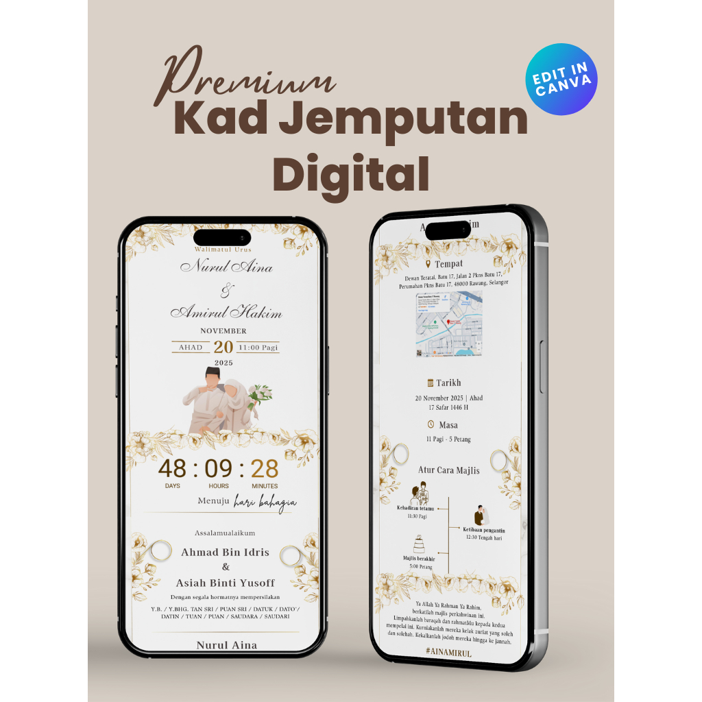 Template Kad Jemputan Kahwin Digital (Canva) | RSVP + countdown | Shopee Malaysia