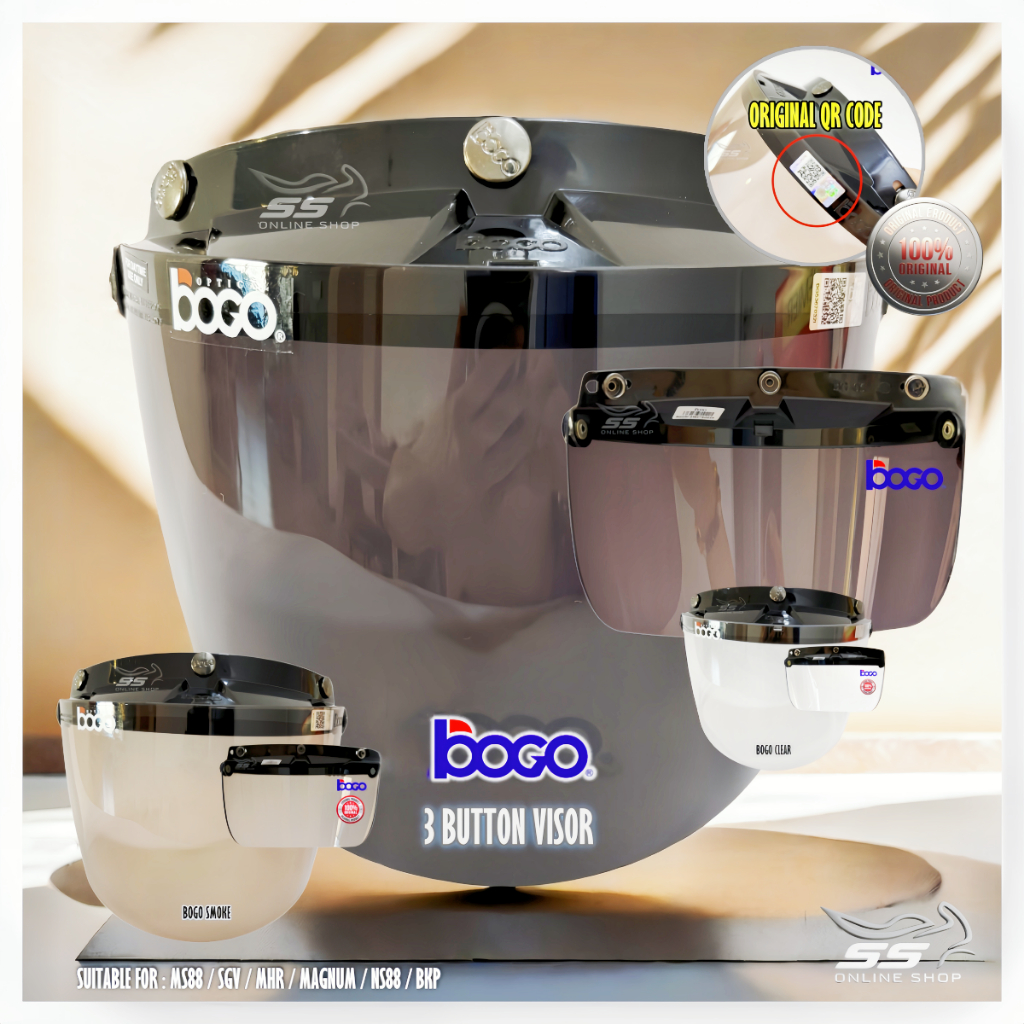 BOGO VISOR 100% ORIGINAL WITH QRCODE SIRIM Smoke / Dark Black / Clear 3 ...