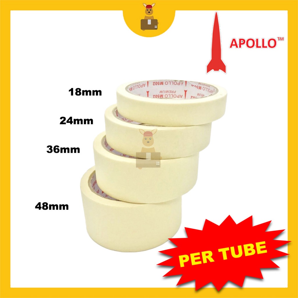 APOLLO High Temperature Masking Tape 18 Yards M502 Premium (18mm / 24mm ...