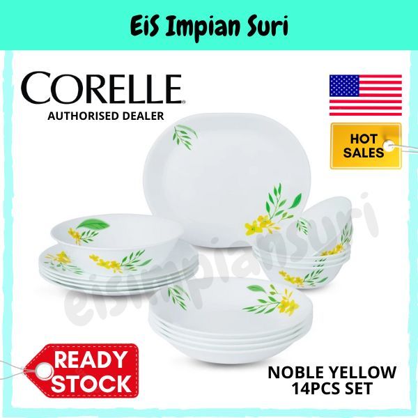 (Ready Stock!!) Corelle Noble Yellow 14pcs Set Corelle Dinnerware Set ...
