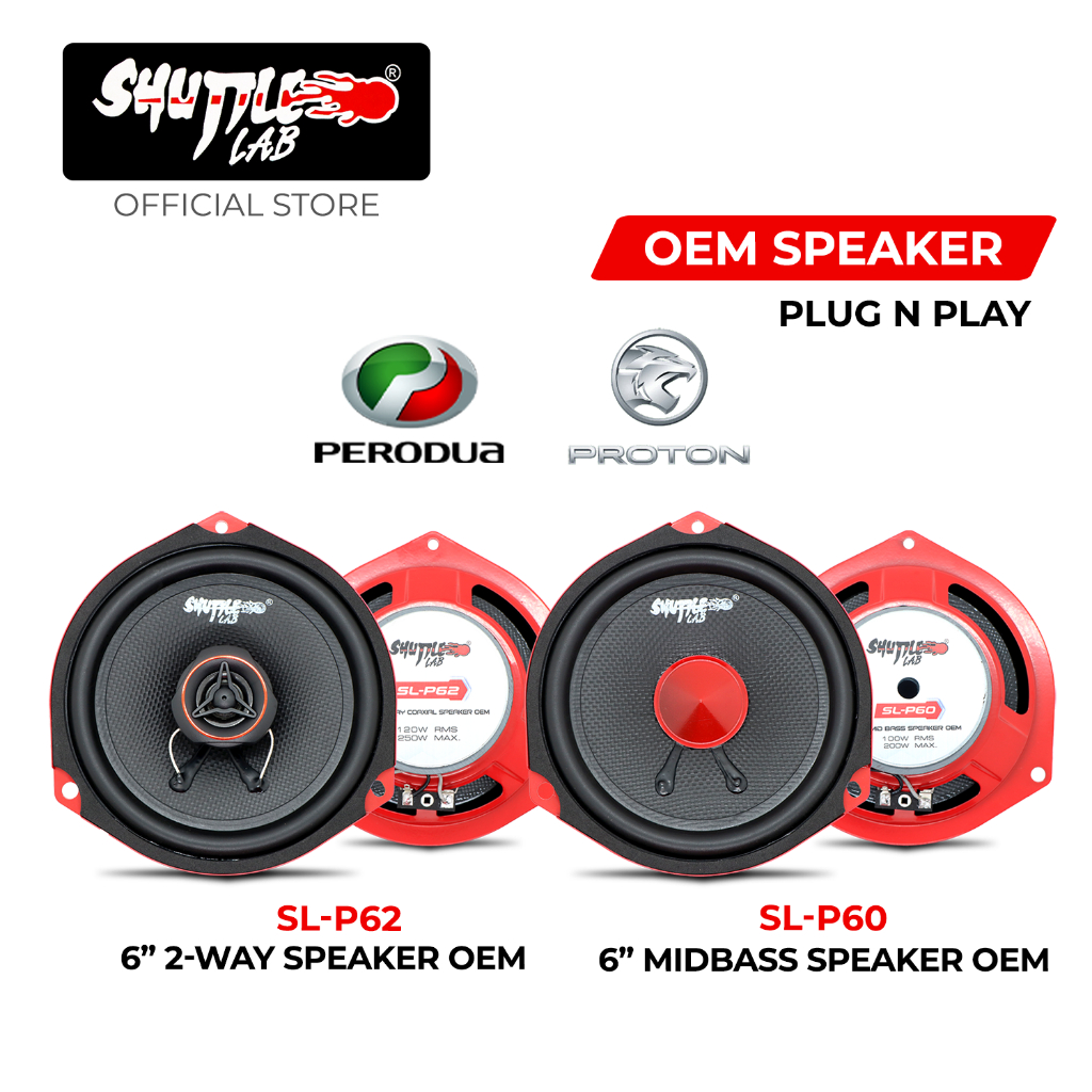 SHUTTLE LAB Speaker Combo Set SL-P60 SL-P62 Plug and Play Speaker Kereta 6inch OEM Car Speaker ...