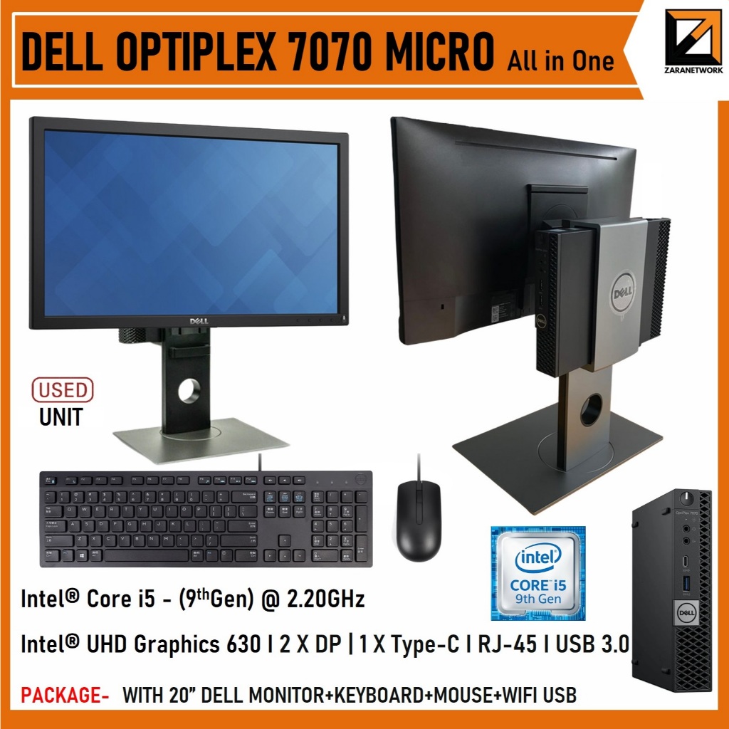 Dell OPTIPLEX 7070 Micro PC FULL SET BUILT IN WIFI Core i5-(9th GEN) 22 ...