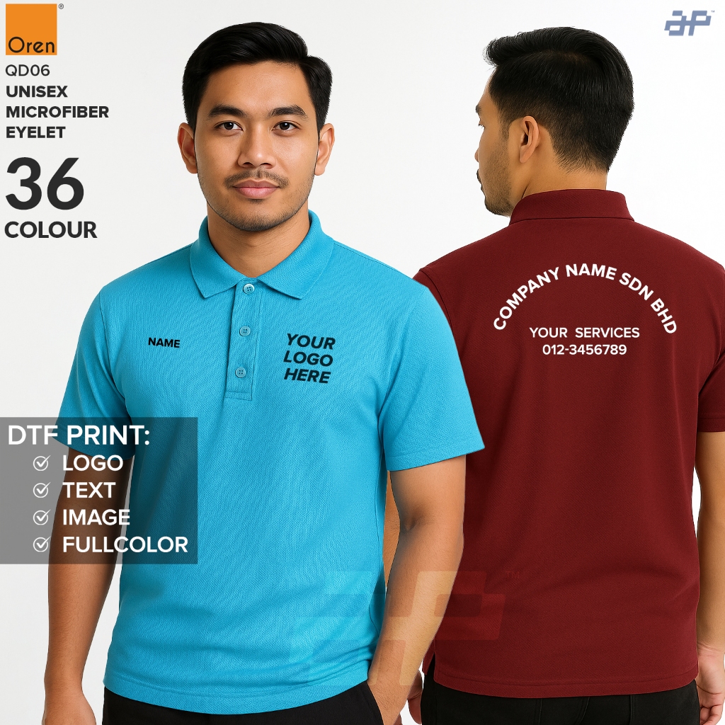 QD06 Microfiber Jersey Cetak Baju Polo Logo/ Gambar Sendiri Tempah Khas ...