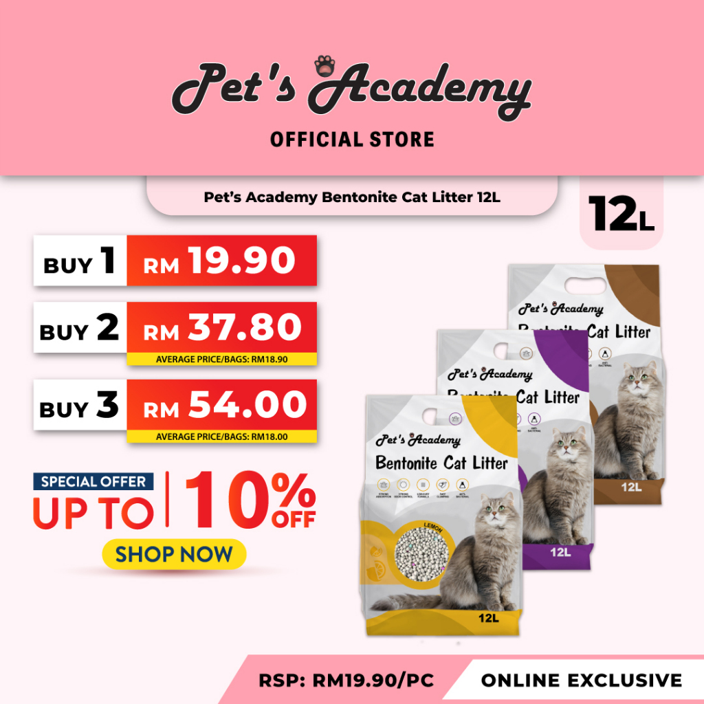 PET'S ACADEMY Bentonite Cat Litter (12L) - Sand Pasir Kucing, Fast ...