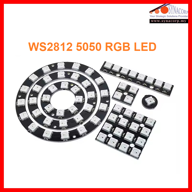 WS2812 5050 RGB Led Matrix Development Board 24 Bits Colour LED 8 / 12 ...