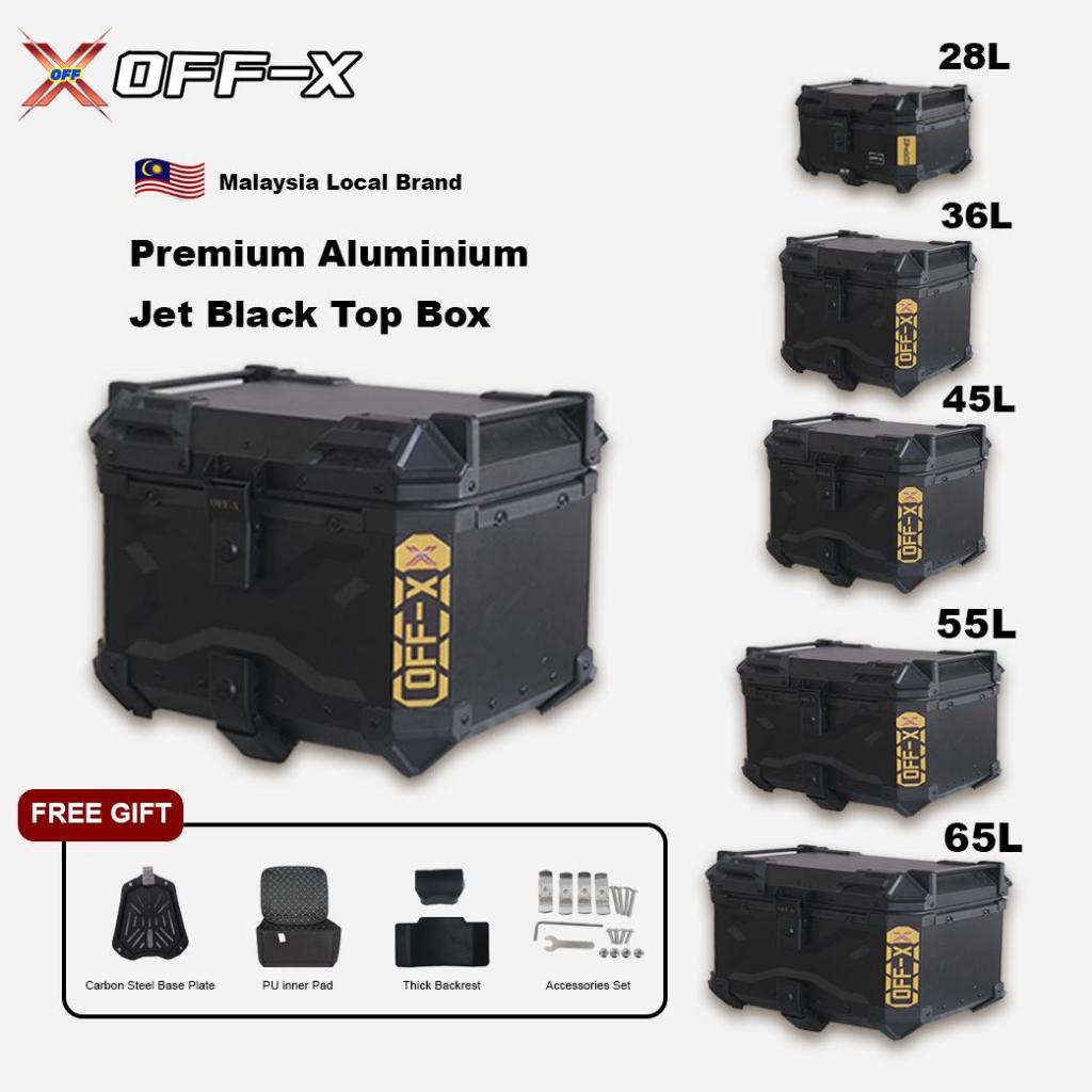 TopMotor OFF-X Jet Black Aluminium Motorbox Premium Top Box Motor Box ...