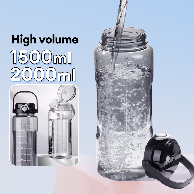 Straw tumbler Flask Water Bottle Botol Air Tumbler With Handle 1500ml ...