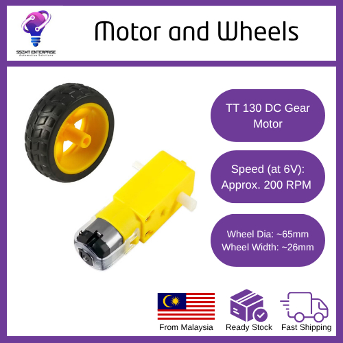 TT Motor + Robot Car Wheels | 130 Gear Motor DC 3–6V for Arduino Smart ...