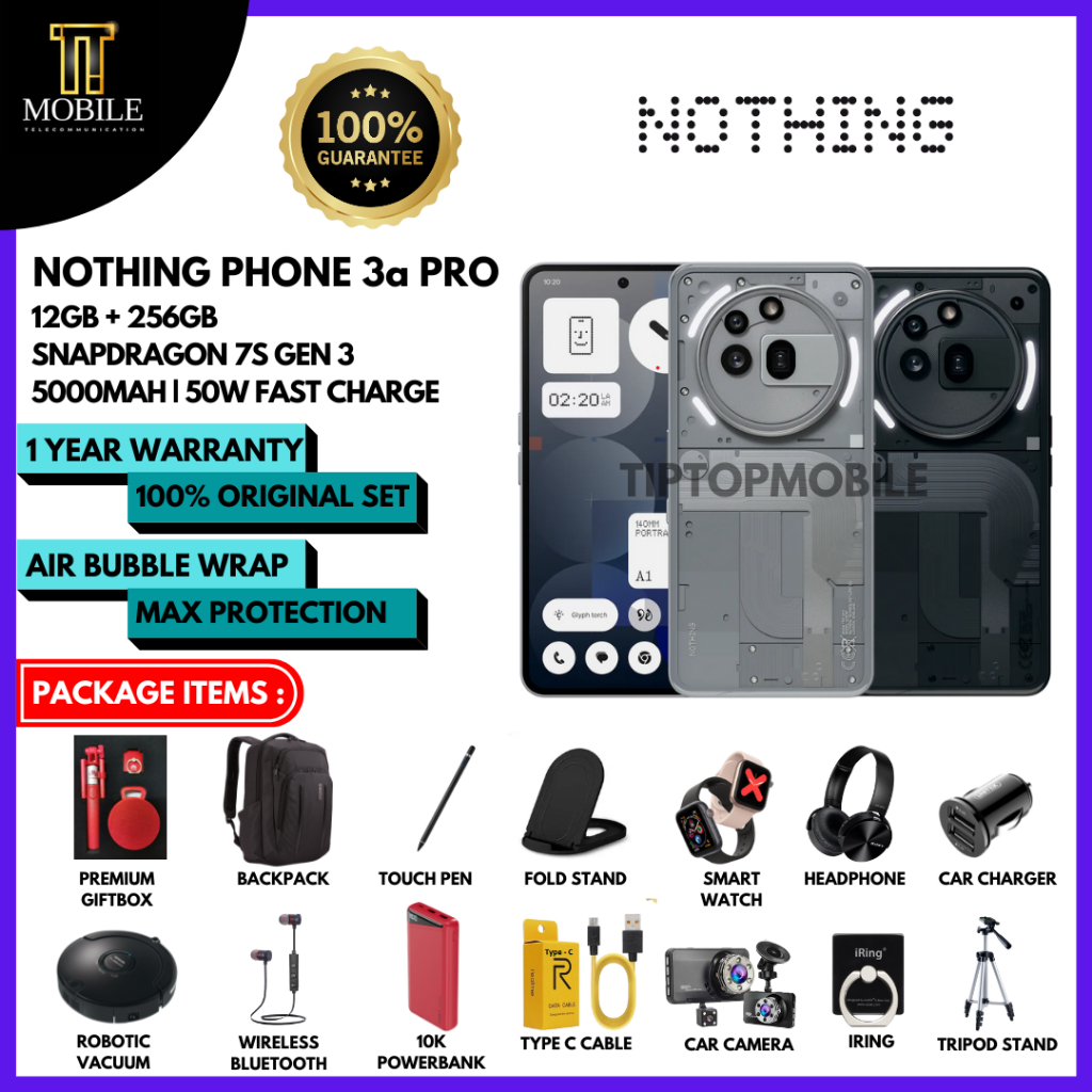 (NEW) Nothing Phone (3a) Pro [ RAM 12GB + ROM 256GB ] Original Nothing ...