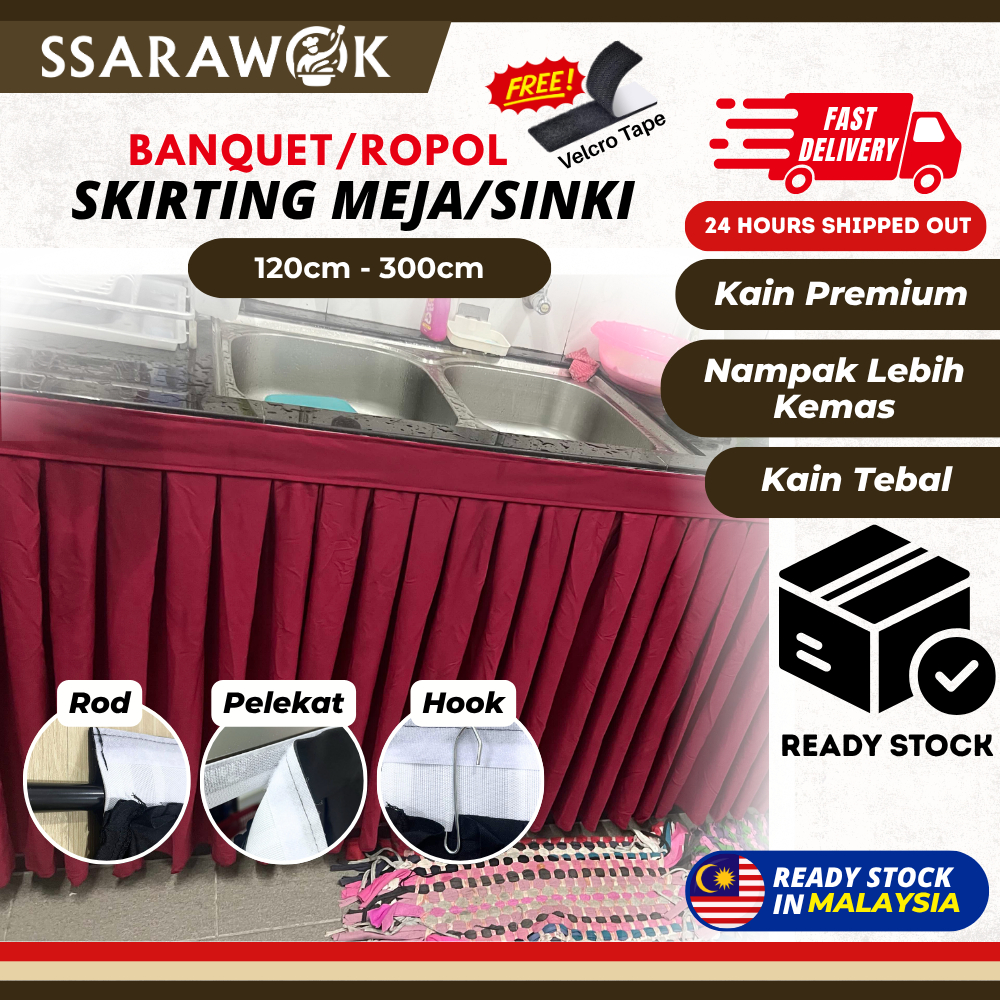 SSARAWOK 🌟Ready Stock🌟 Langsir Cabinet Dapur Ropol Sink Kitchen Curtain ...