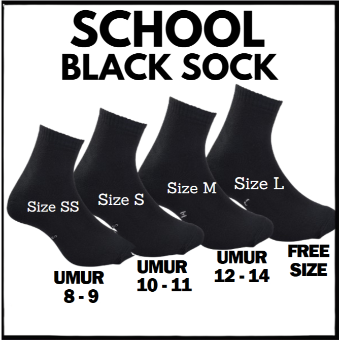 Stoking Sekolah Hitam stokin hitam cotton black sock stokin budak ...
