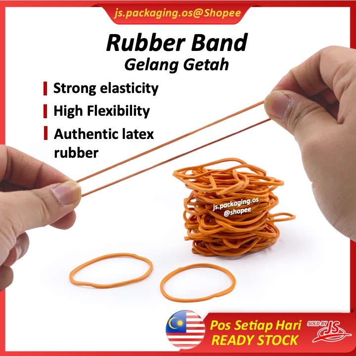 Orange Rubber Band Strong Elasticity Round Rectangle Stretchable Gelang ...