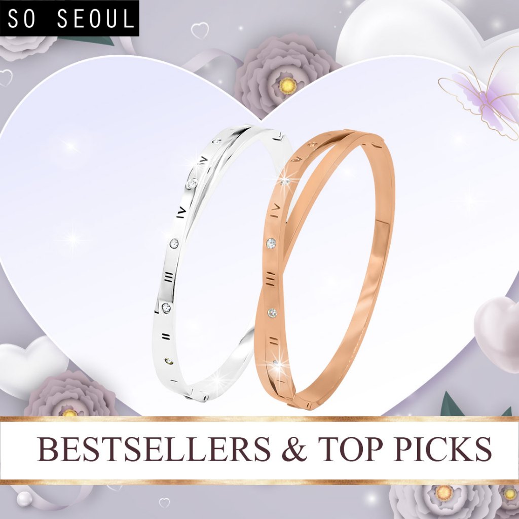 SO SEOUL Roman Numeral Intertwine Encrusted Diamond Simulant Rhodium ...