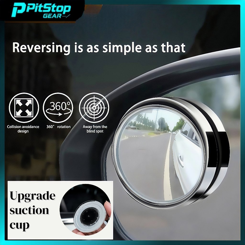 2PCS Wide View Car Auxiliary Mirrors Reduce Blind Spots Adjustable Push ...