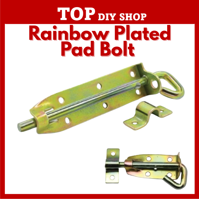 4" / 6" Rainbow Plated Pad Bolt Latch Door Bolt Welding Door Lock Latch ...