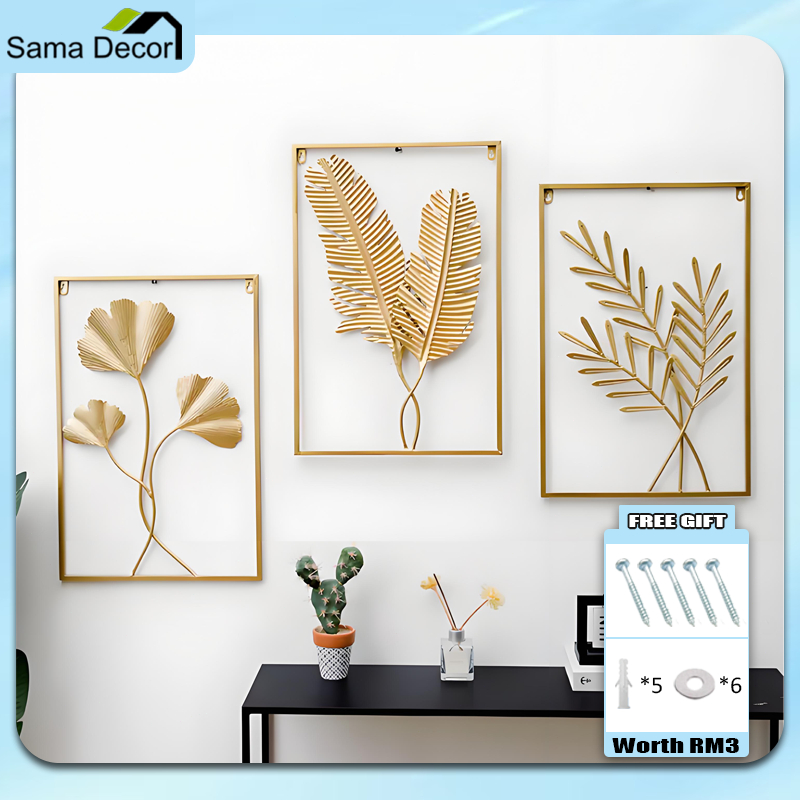 Metal Wall Deco Frame Hiasan Dinding Ruang Tamu Wall Decoration Living ...