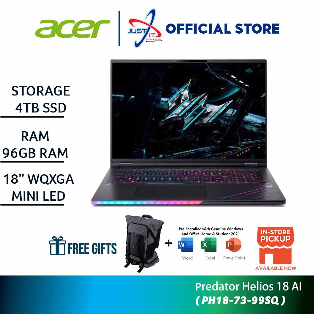 ACER PREDATOR HELIOS 18 AI PH18-73-99SQ MINI LED GAMING LAPTOP (CU9-275HX 96GD5 4TBSSD/RTX5080 ...
