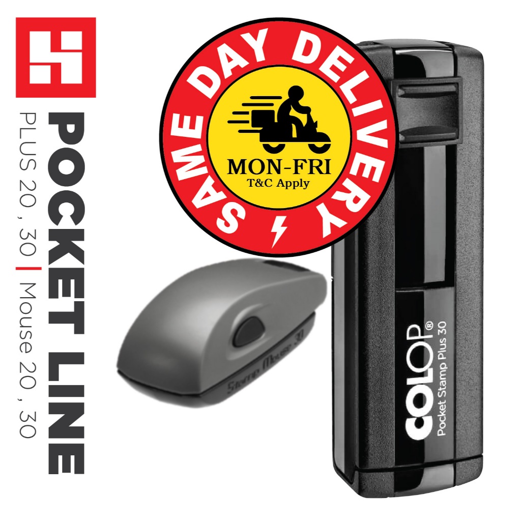 URGENT RUBBER STAMP *SAME DAY DELIVERY* COLOP Self Inking Pocket Rubber ...