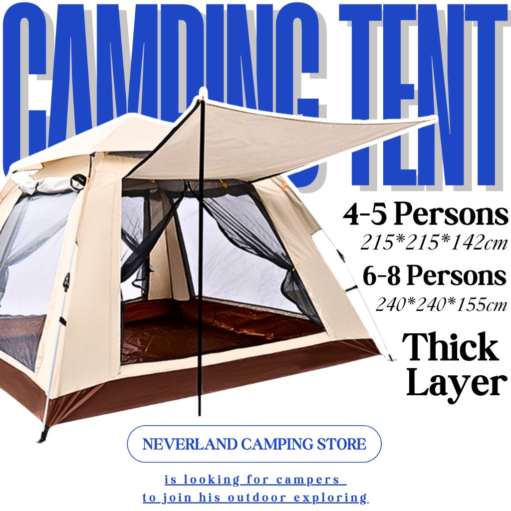 Waterproof Large Camping Tent Outdoor Khemah Besar Portable Tent Kemah ...