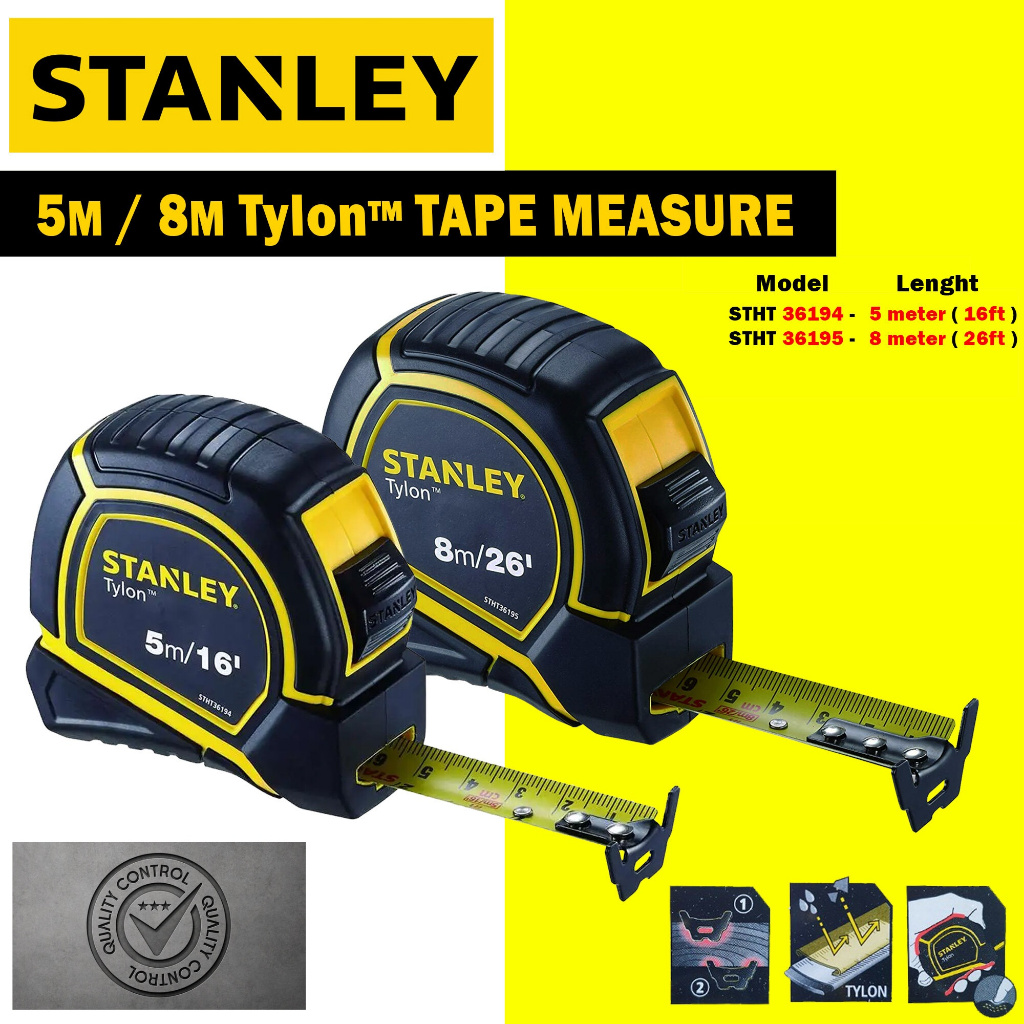 STANLEY POWER LOCK TAPE RULE 33-428 8.0MX26' / HELLO MEASURING TAPE 8M ...