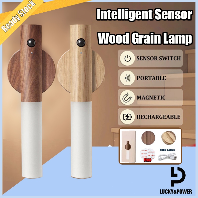 Motion Sensor Light Solid Wooden Magnet lampu sensor automatik ...
