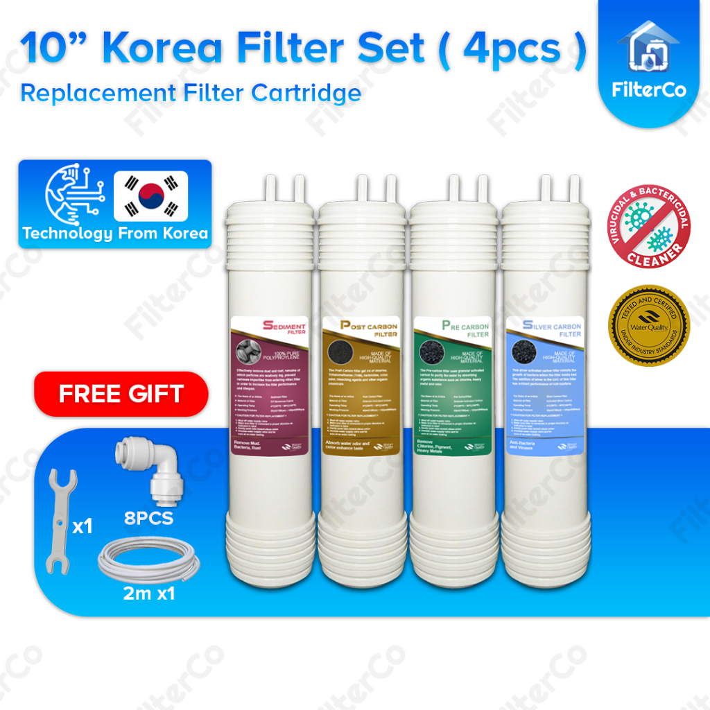 Korea Water Filter Cartridge Replacement 10" Bundle Set - 4 Stage ...
