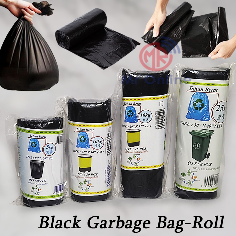 Black Garbage Bag-Roll (S)(M)(L)(XL) /Plastik Beg Sampah Hitam/ Plastic ...