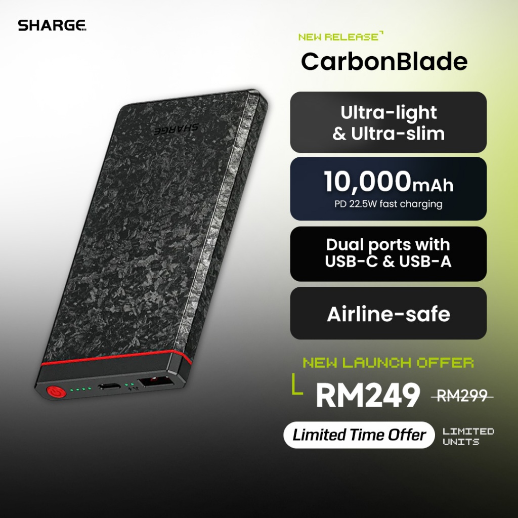 [3C Safety Certificate] SHARGE CarbonBlade | Exquisite Carbon Fiber | Ultra-light & ultra-slim ...