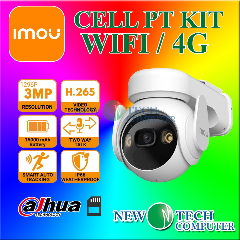 IMOU CELL PT KIT 3MP LITE Solar Panel Battery Powered Pan/Tilt Two Way ...