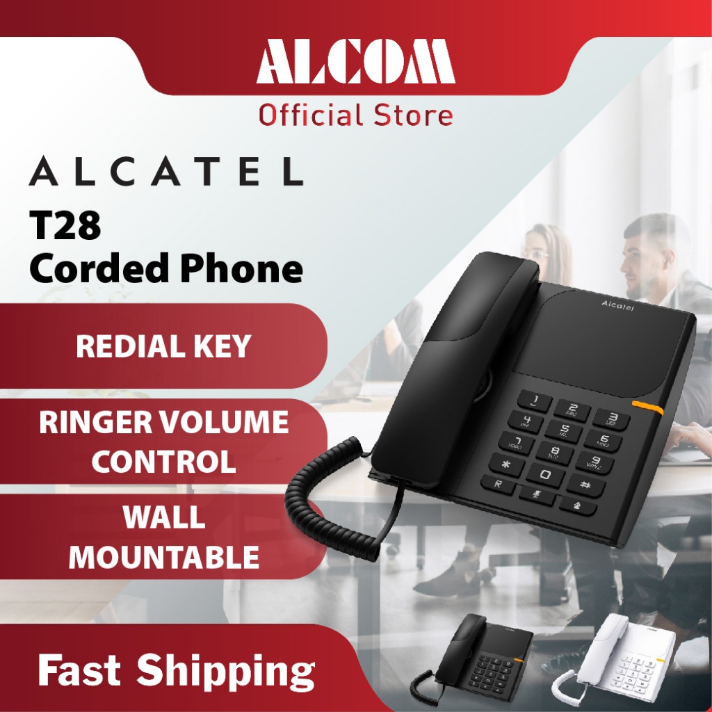Alcatel Corded Phone T28 with Redial Key, Visual Call Indicator, Ringer ...