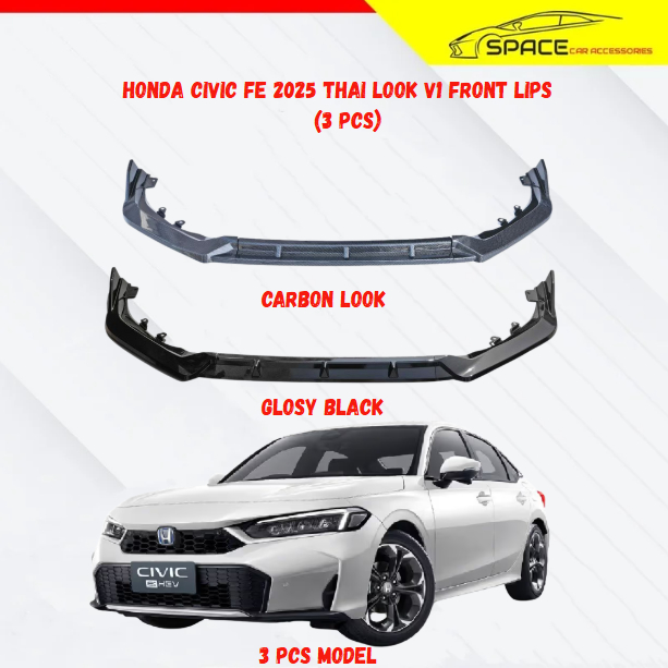 HONDA CIVIC FE 2025 FACEFILT THAI RS V1 3 PCS FRONT DIFFUSER LIP ...