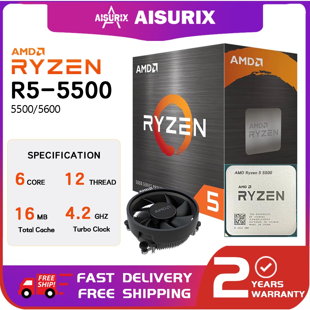 AISURIX AMD Ryzen5 5500 / R5-5600 Desktop Processor CPU AM4 Socket Tray ...