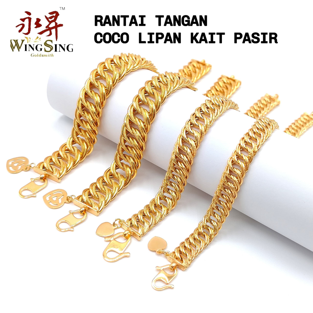 Wing Sing Rantai Gelang Tangan Coco Lipan Kait Dua Bajet Emas 916 Gold ...