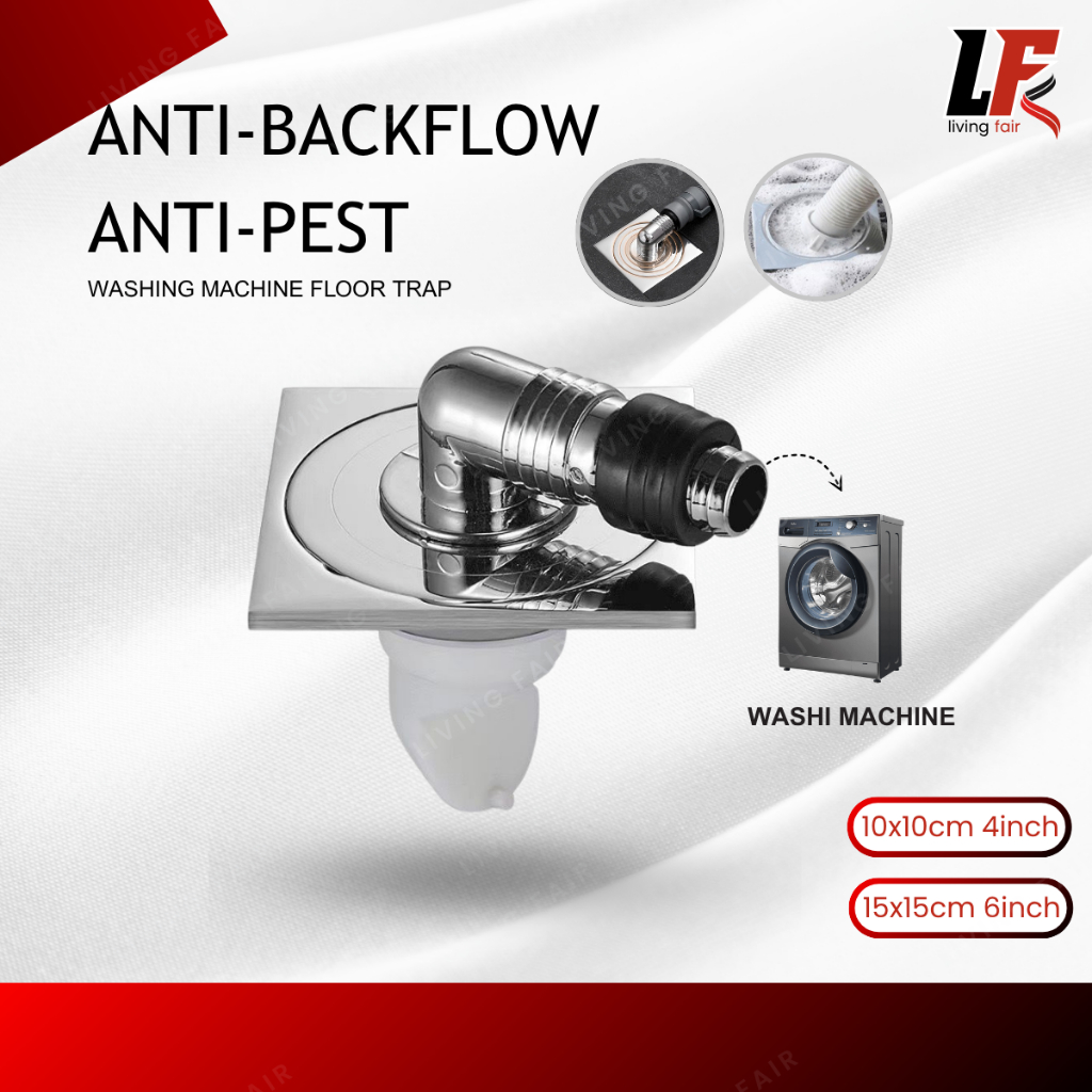 Living Fair Washing Machine floor trap 10x10cm Anti-pest stainless ...