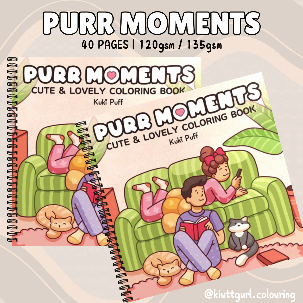 PURR MOMENTS By Kuki Puff Colouring books 40pages | Shopee Malaysia