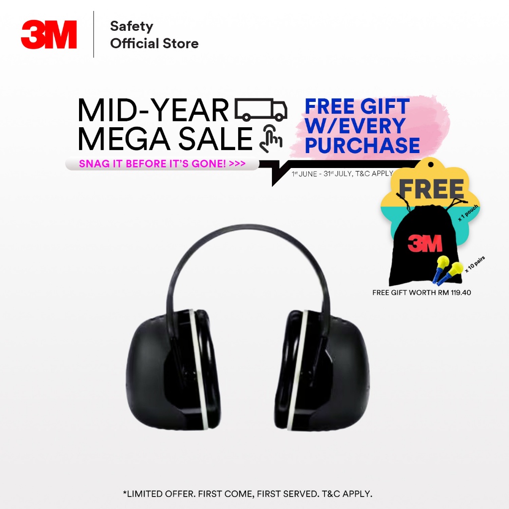 3M™ X5A Peltor X5 Series Over-The-Head Safety Earmuffs/Highest Single Noise Rating SNR 37 dB (1 ...