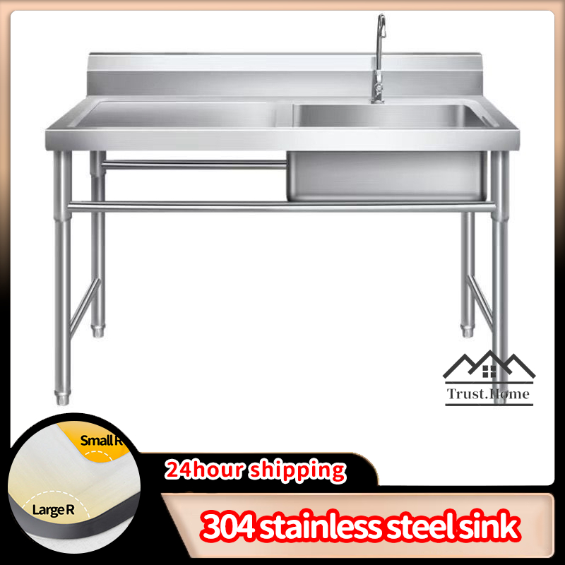 💐Ready Stock💐stainless steel sink manual kitchen Sink with faucet Wash ...
