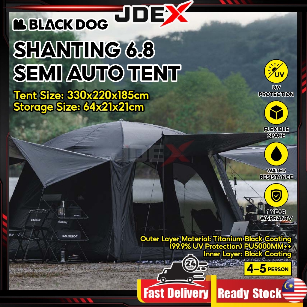 JDEX BLACKDOG ShanTing 6.8 Camping Tent Easy Set Up with Flysheet ...