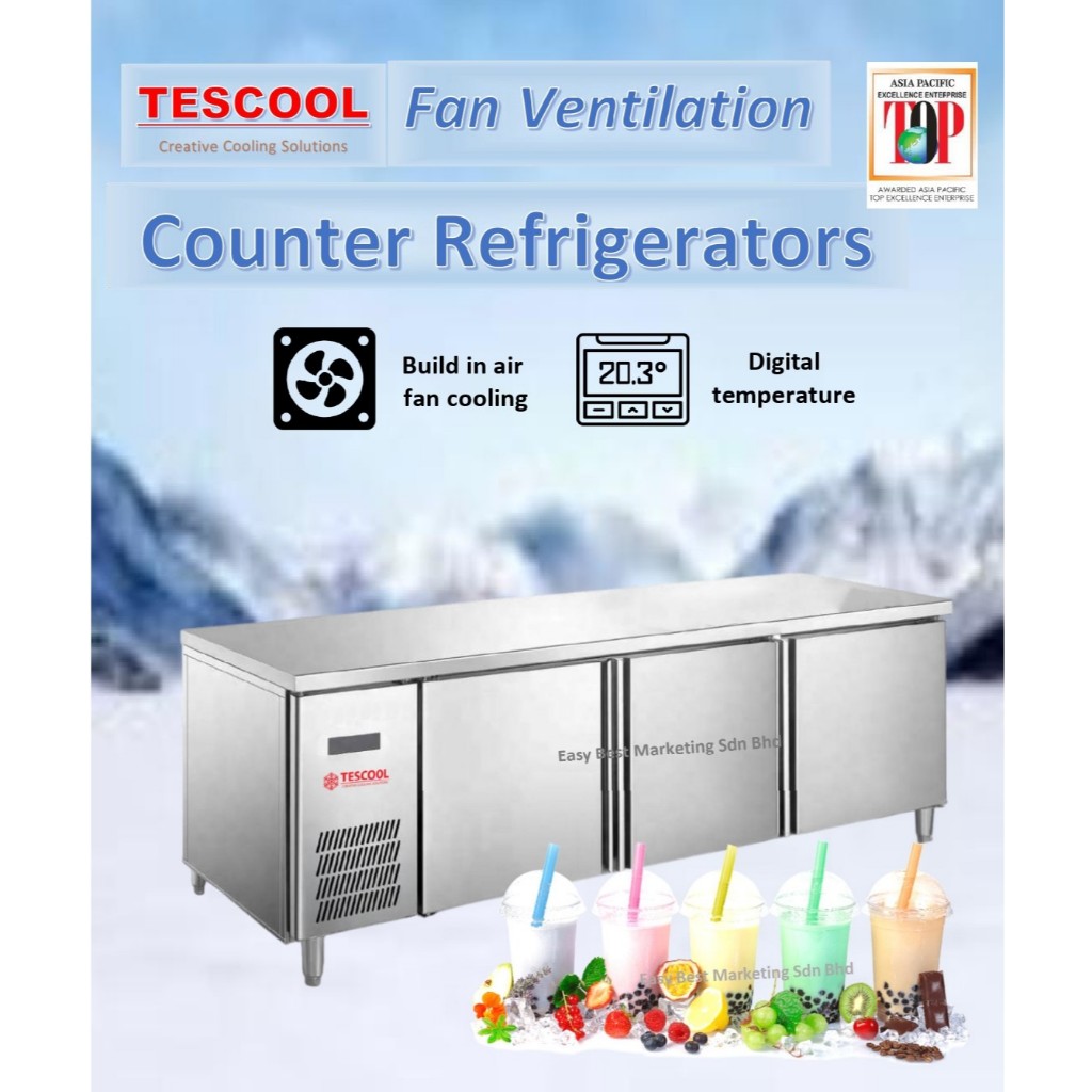 TESCOOL Milk Tea Shop Worktop Bench Chiller Fridge Table Solid Top 3 ...