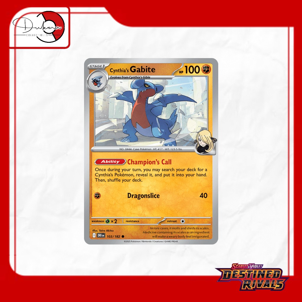 Cynthia's Gabite - 103/182 - Common [Pokémon TCG : Scarlet & Violet ...