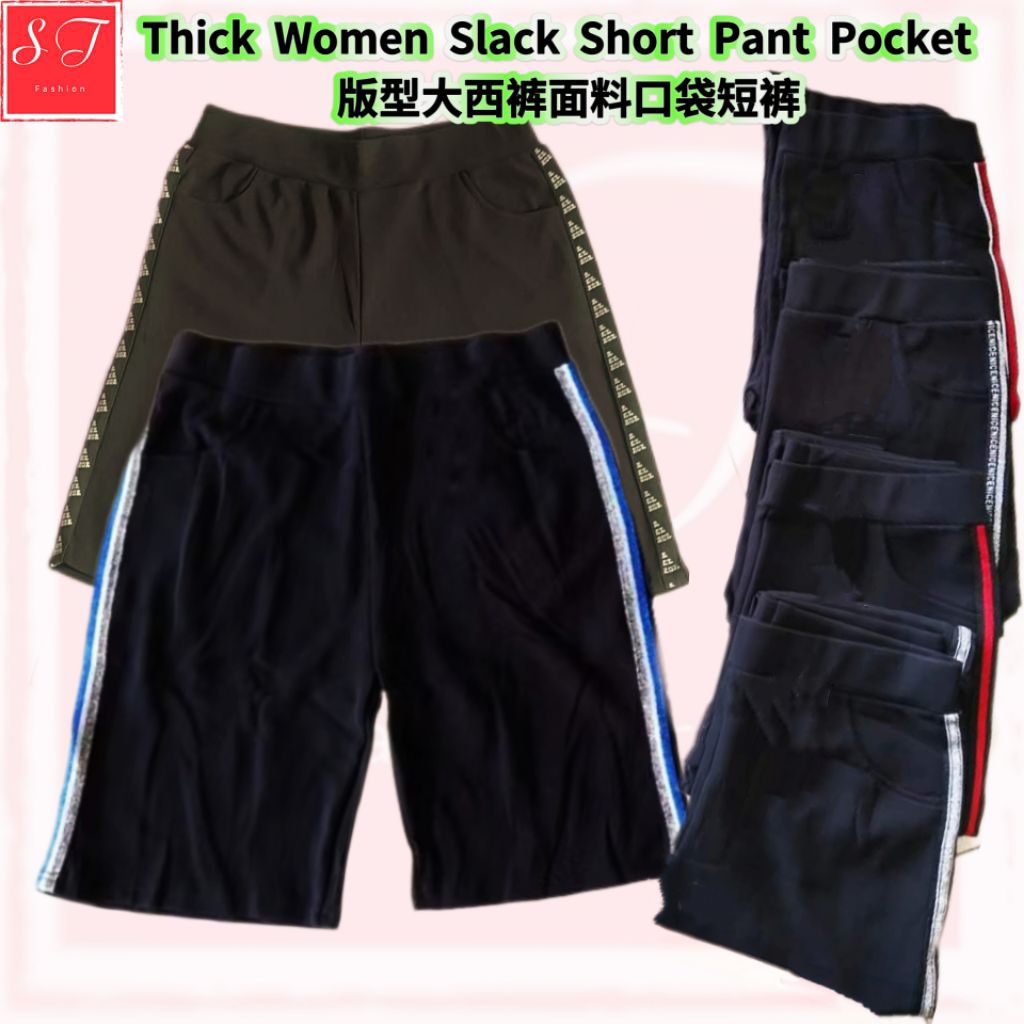1625-Soft Cotton Women Slack Short Pant Pocket Plus Size Fit All ...