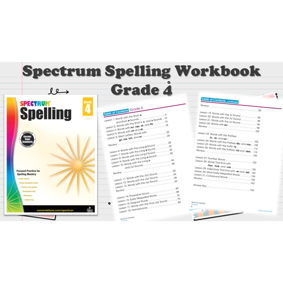 [PRE583] 212 pages Spectrum Spelling Workbook Grade 4 Worksheet for Pre ...