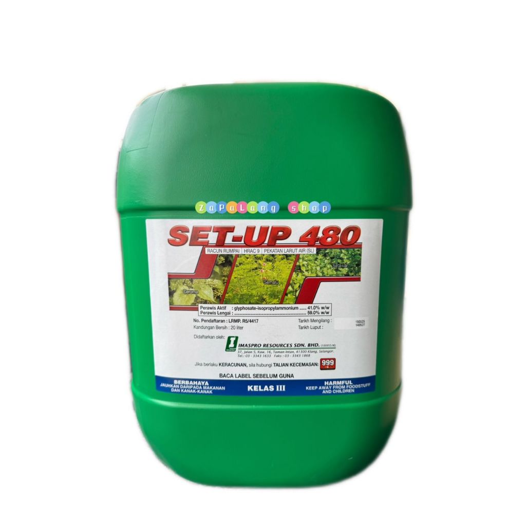 20L SET-UP 480 - Glyphosate 41% - Racun Rumpai Rumput (Same As WES-UP ...