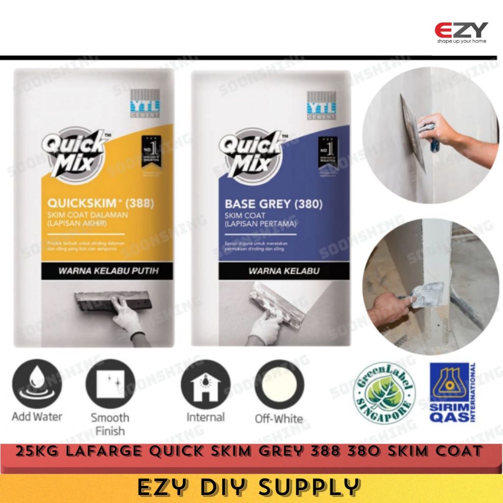 Simen Skem Simen Halus Simen Kasar 25kg LAFARGE Quick Skim Grey 388 380 SKIM COAT CEMENT FINE ...