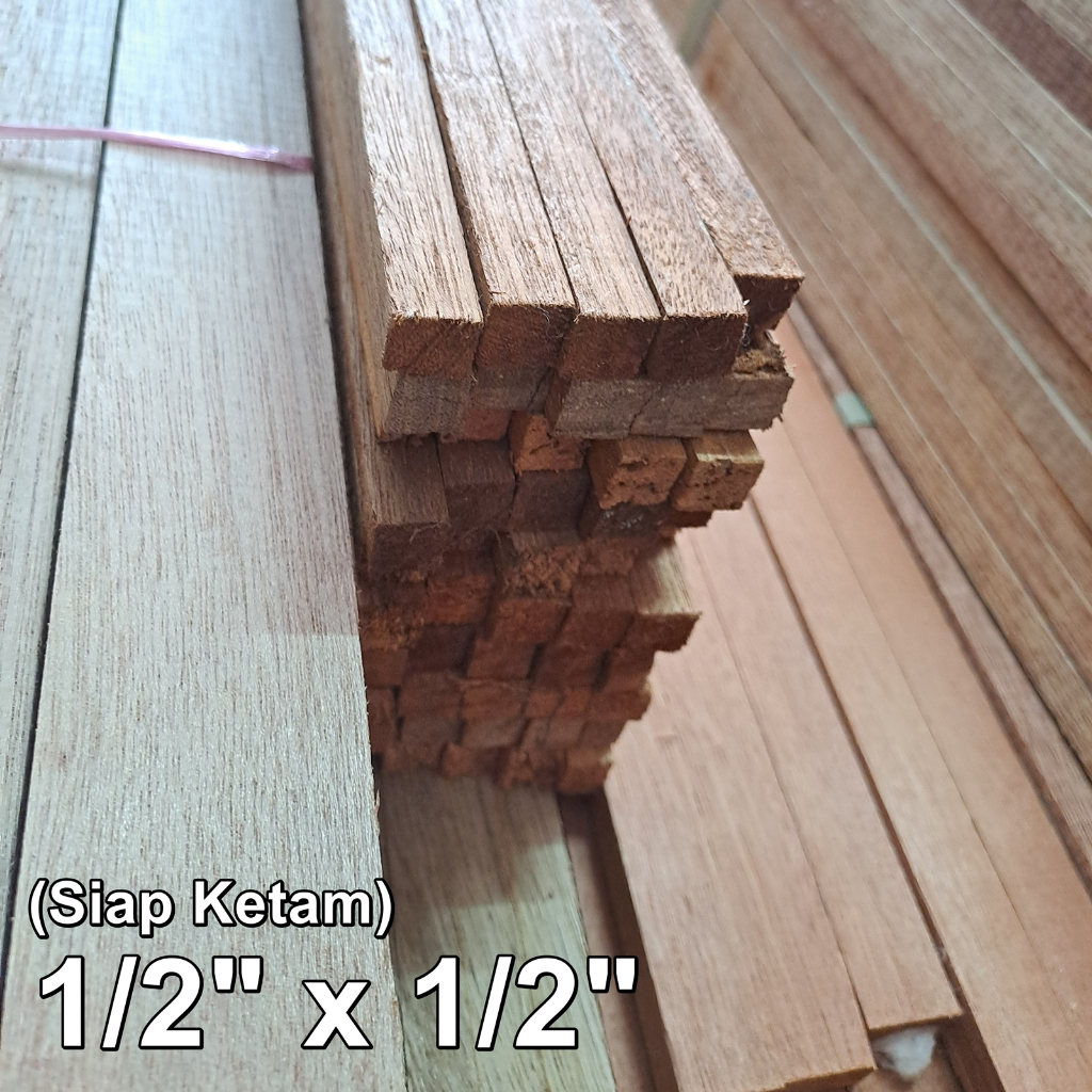 1/2" x 1/2" Solid Kayu Meranti Merah Wood Kayu Perabot Quality (Siap ...