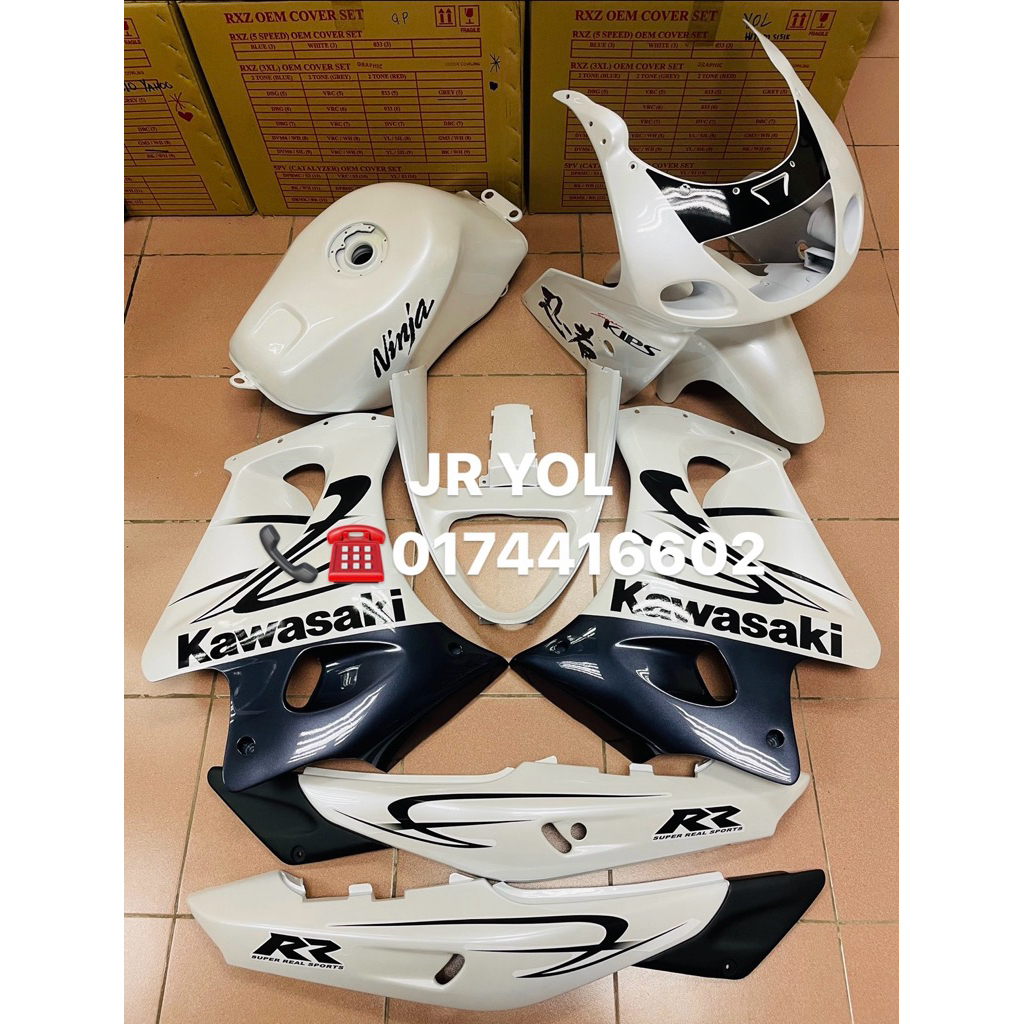 COVERSET PUTIH KENJI KAWASAKI RR/ZX150 (ADA FUEL TANK) | Shopee Malaysia