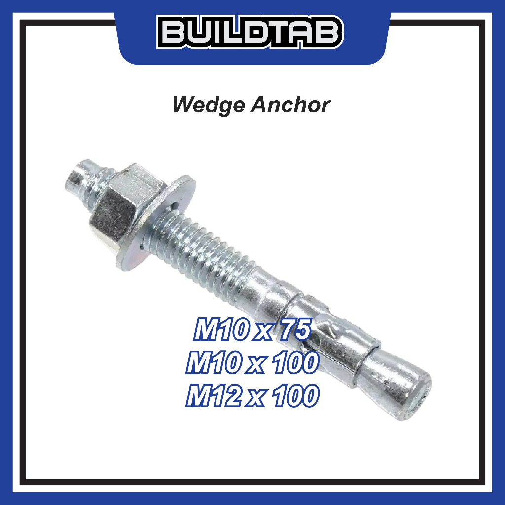 Penambat Kukuh (1 pcs) Wedge Anchor Zinc Coating M10 M12 Wall Plug ...