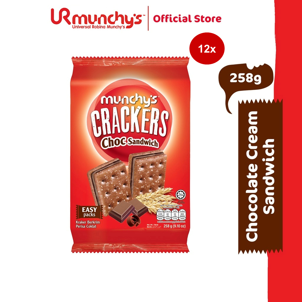 [Carton Deal] Munchy's Crackers 𝐂𝐡𝐨𝐜 𝐒𝐚𝐧𝐝𝐰𝐢𝐜𝐡 Chocolate Cream (258g) x ...
